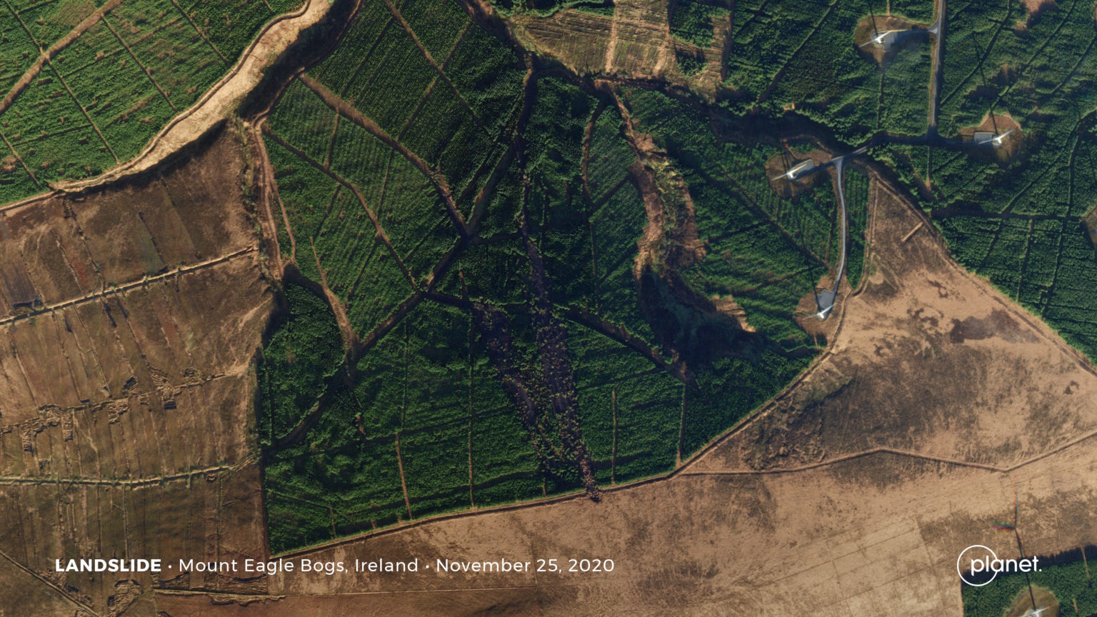 High resolution satellite imagery of the Mount Eagle peat slide - The ...