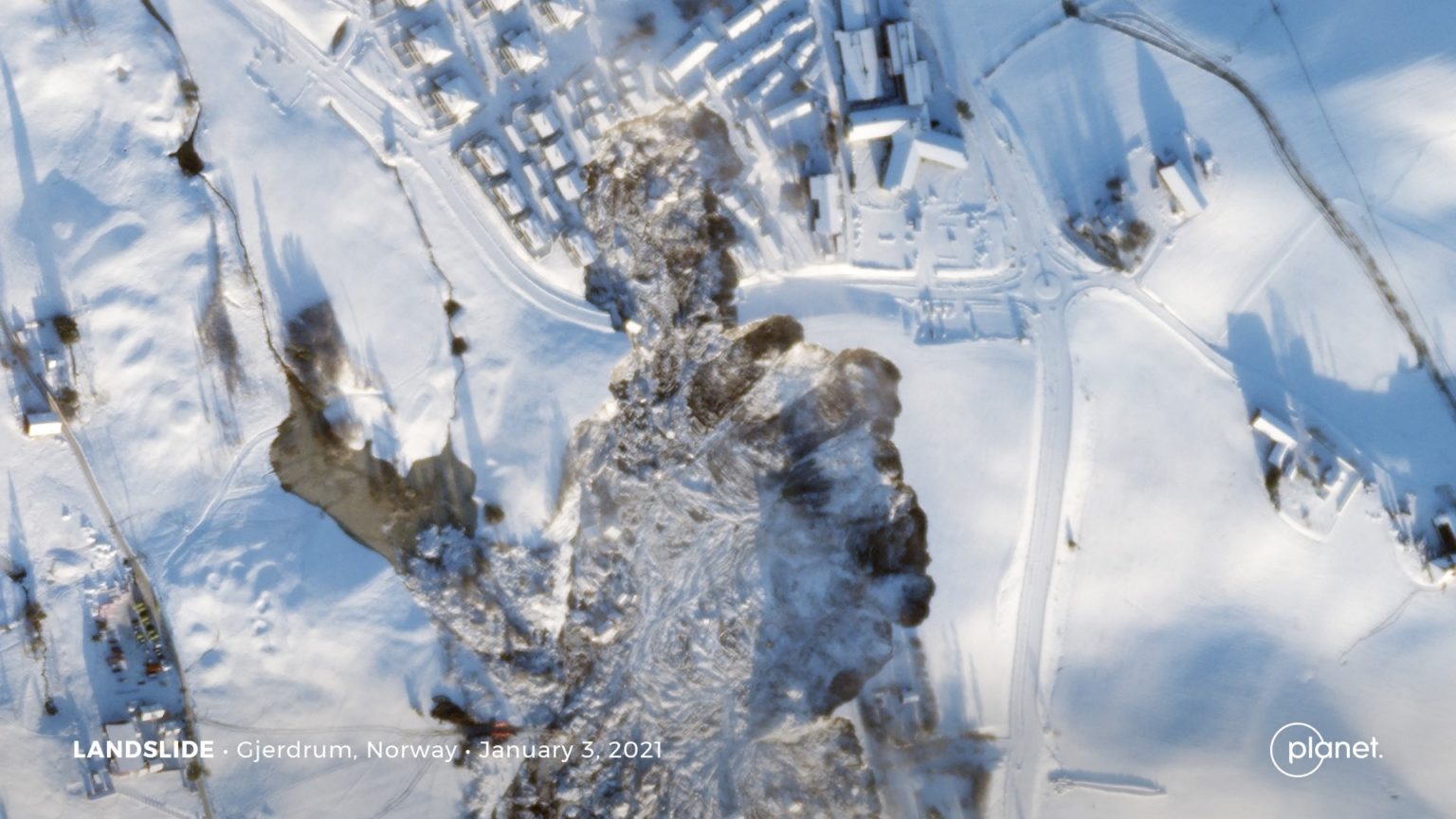 Planet Labs high resolution satellite image of the Gjerdrum landslide ...
