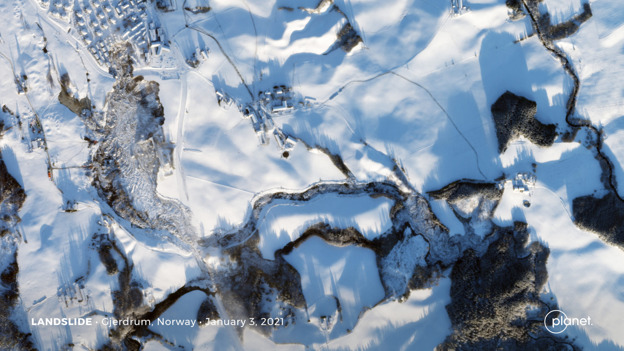 Planet Labs high resolution satellite image of the Gjerdrum landslide ...